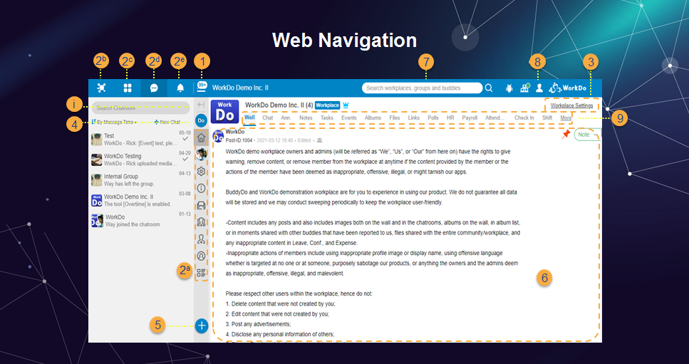 WorkDo web general navigation. - WorkDo FAQ